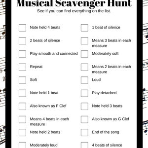 Musical Scavenger Hunt Digital Download Printable Piano Game - Etsy