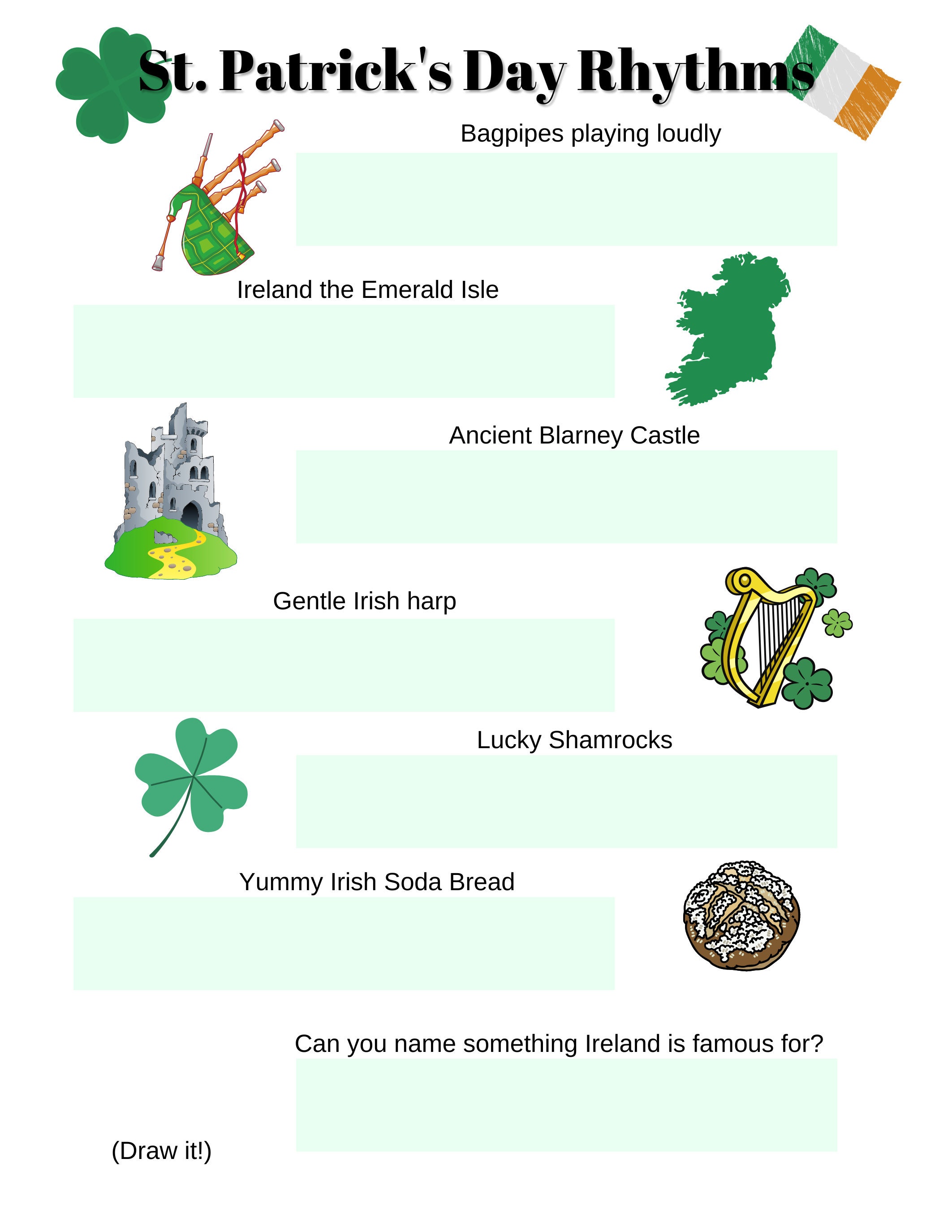 Rhythm Printable Music Piano Printable Worksheet St. Patrick's Day - Etsy