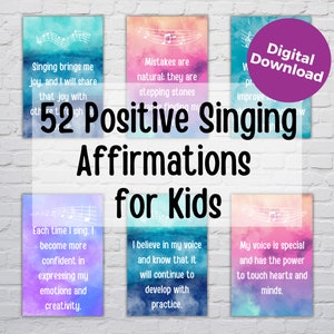 Kids Singing Affirmation Cards, Printable Positive Singing Affirmations ...