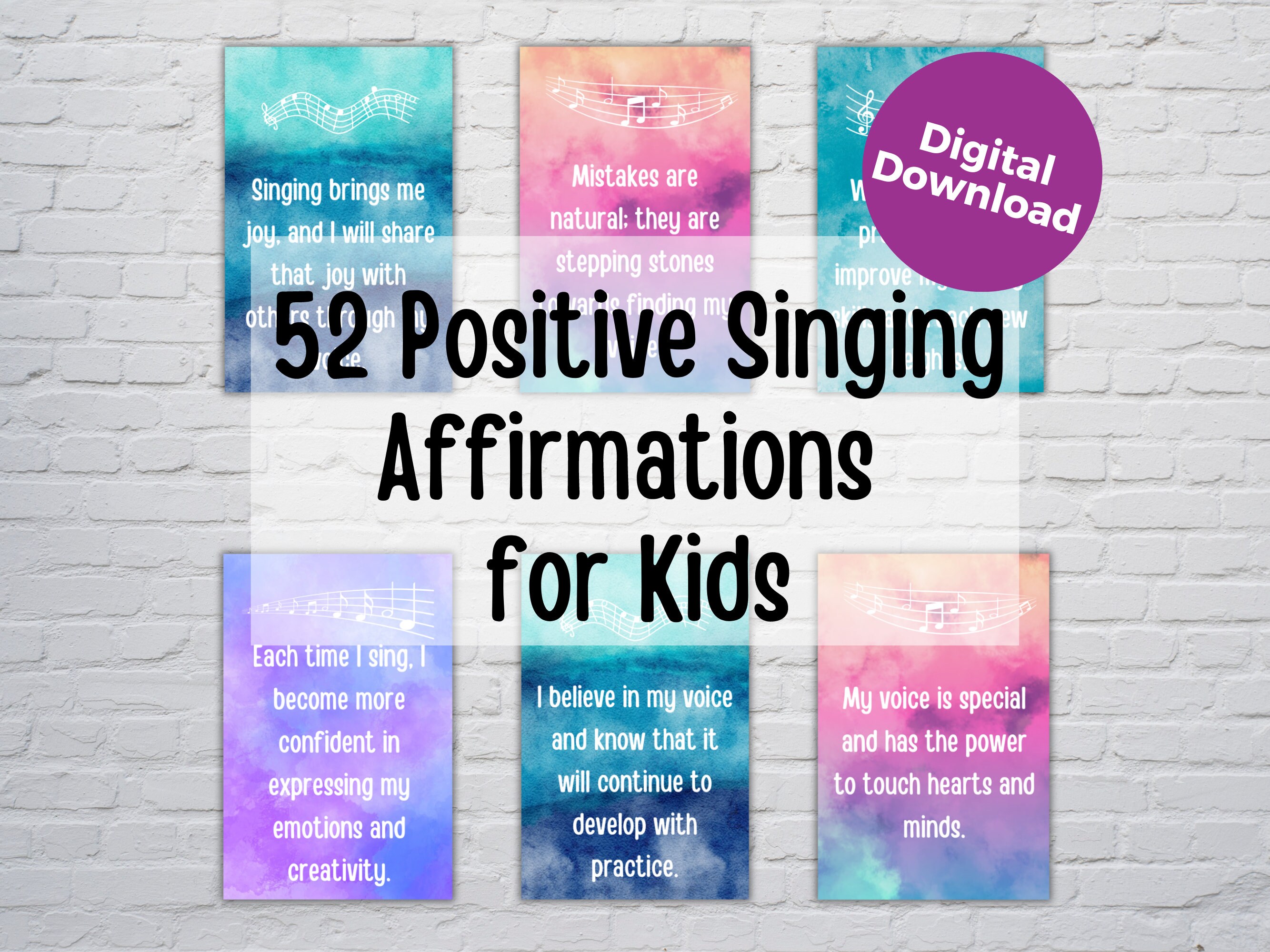 Kids Singing Affirmation Cards, Printable Positive Singing Affirmations ...