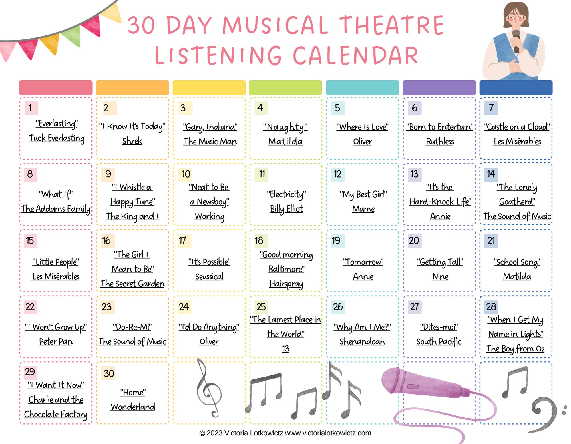 Listening Calendar Musical Theatre 30 Day Listening Children's Calendar ...