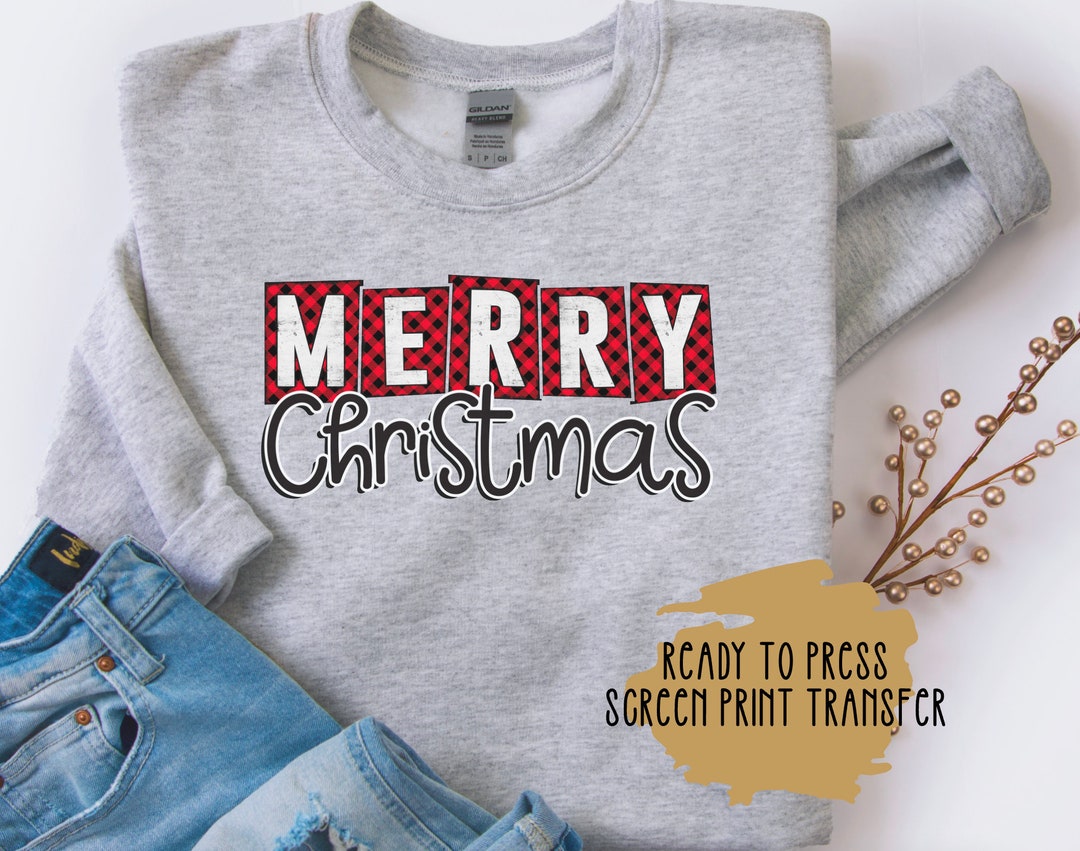 Merry Christmas Screen Print Transfer, Screen Print, Christmas Winter ...