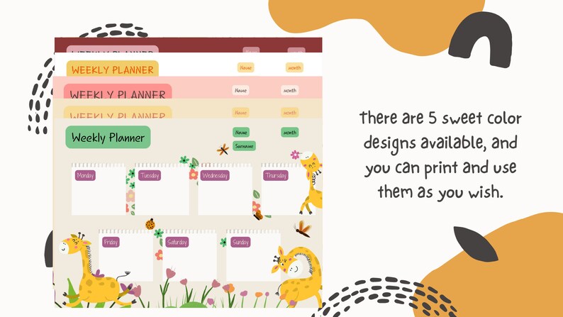 Kids Schedule, Kids Weekly Planner, Kids Weekly Calendar, Rainbow ...