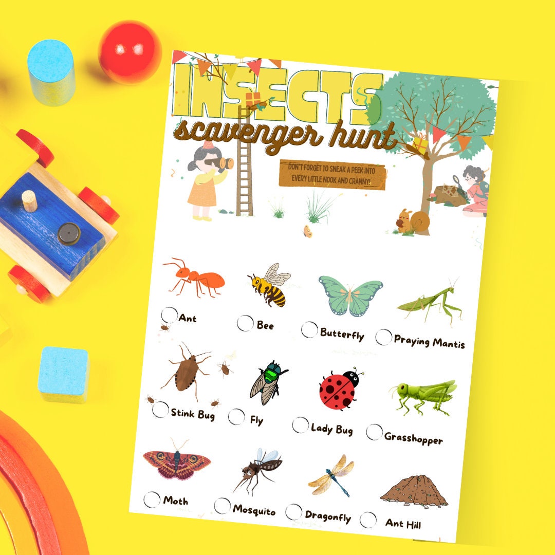Insects Scavenger Hunt for Kids, Printable Game for Kids, Gaming ...