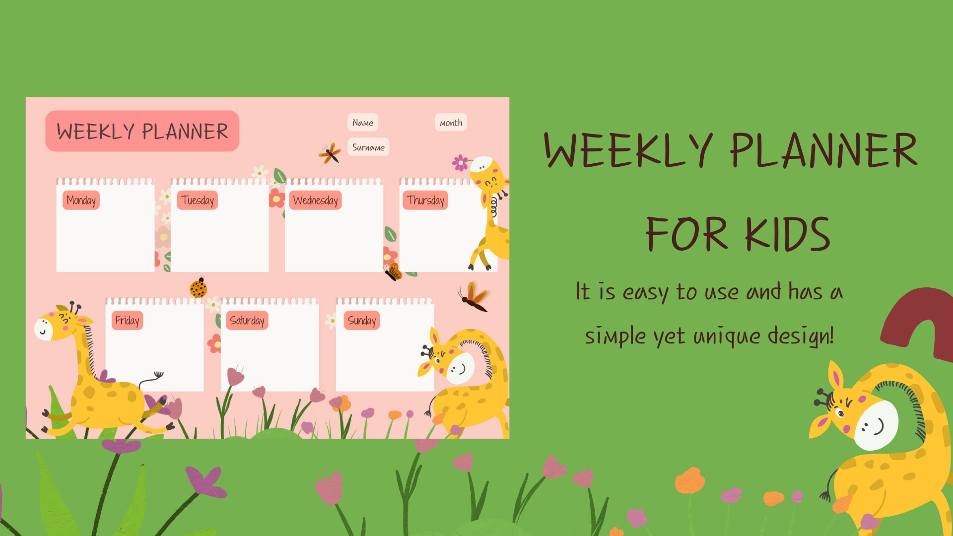 Kids Schedule, Kids Weekly Planner, Kids Weekly Calendar, Rainbow ...