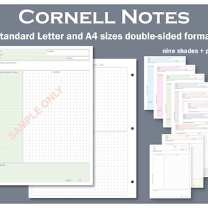 The Ultimate Cornell Notes Template Set. 10 Colour Variations, A4 and ...