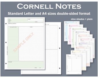 Cornell Notes Printable Template Study Template Guide Uni Exam - Etsy