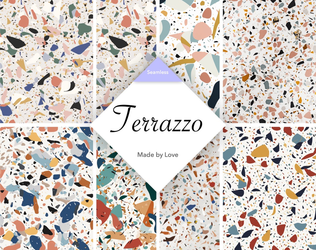 Terrazzo Digital Paper - 8 Seamless Patterns - 14x14 Inch - Commercial ...