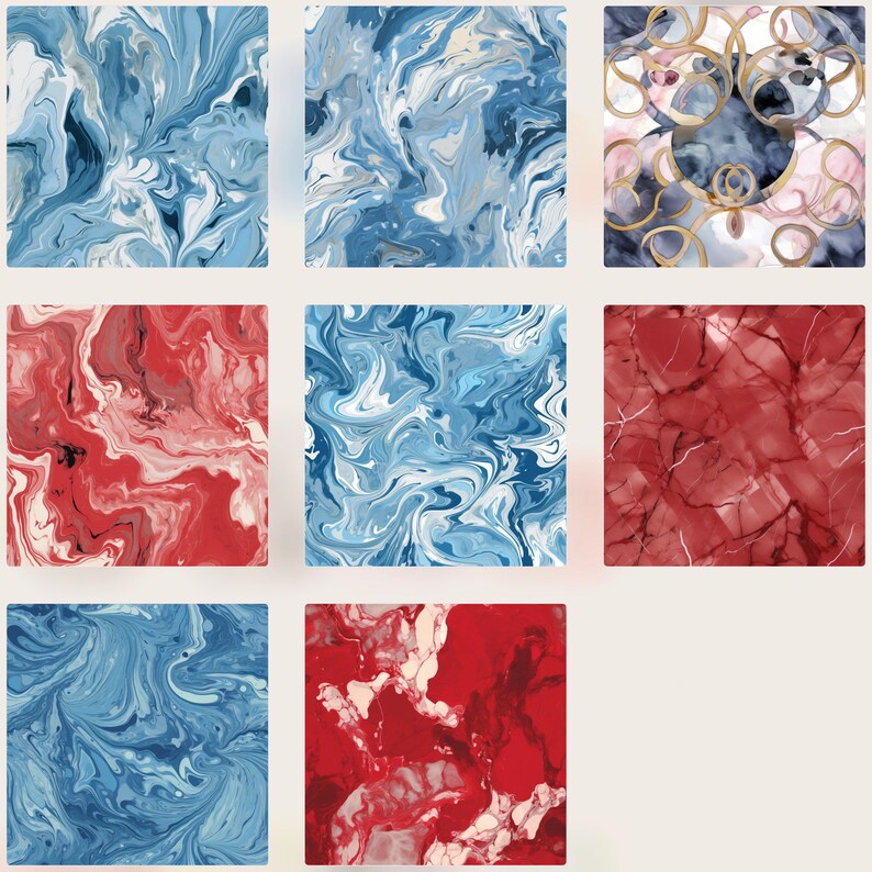 Blue Red Marble Digital Paper 8 Seamless Designs 14x14in - Etsy
