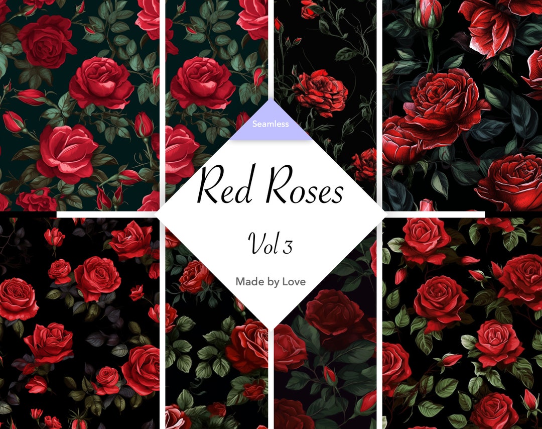 Red Roses Vol 3 Digital Paper 8 Seamless Designs 14x14in - Etsy