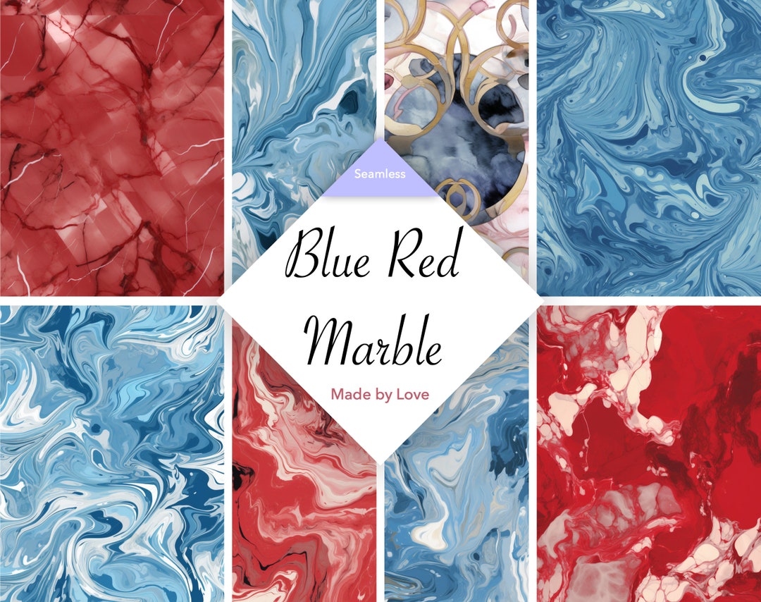 Blue Red Marble Digital Paper 8 Seamless Designs 14x14in Commercial Use ...