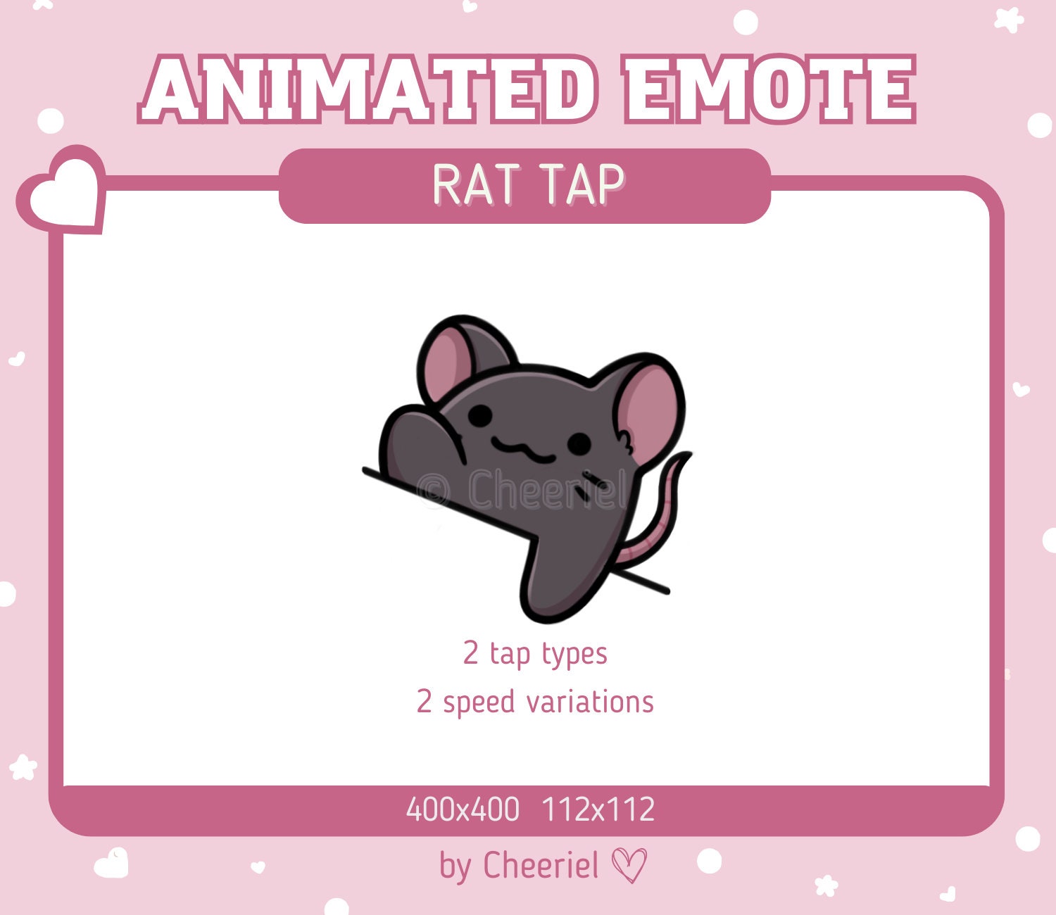 Animated Black Rat Tap Emote Twitch Discord Cute Bongo Mouse - Etsy