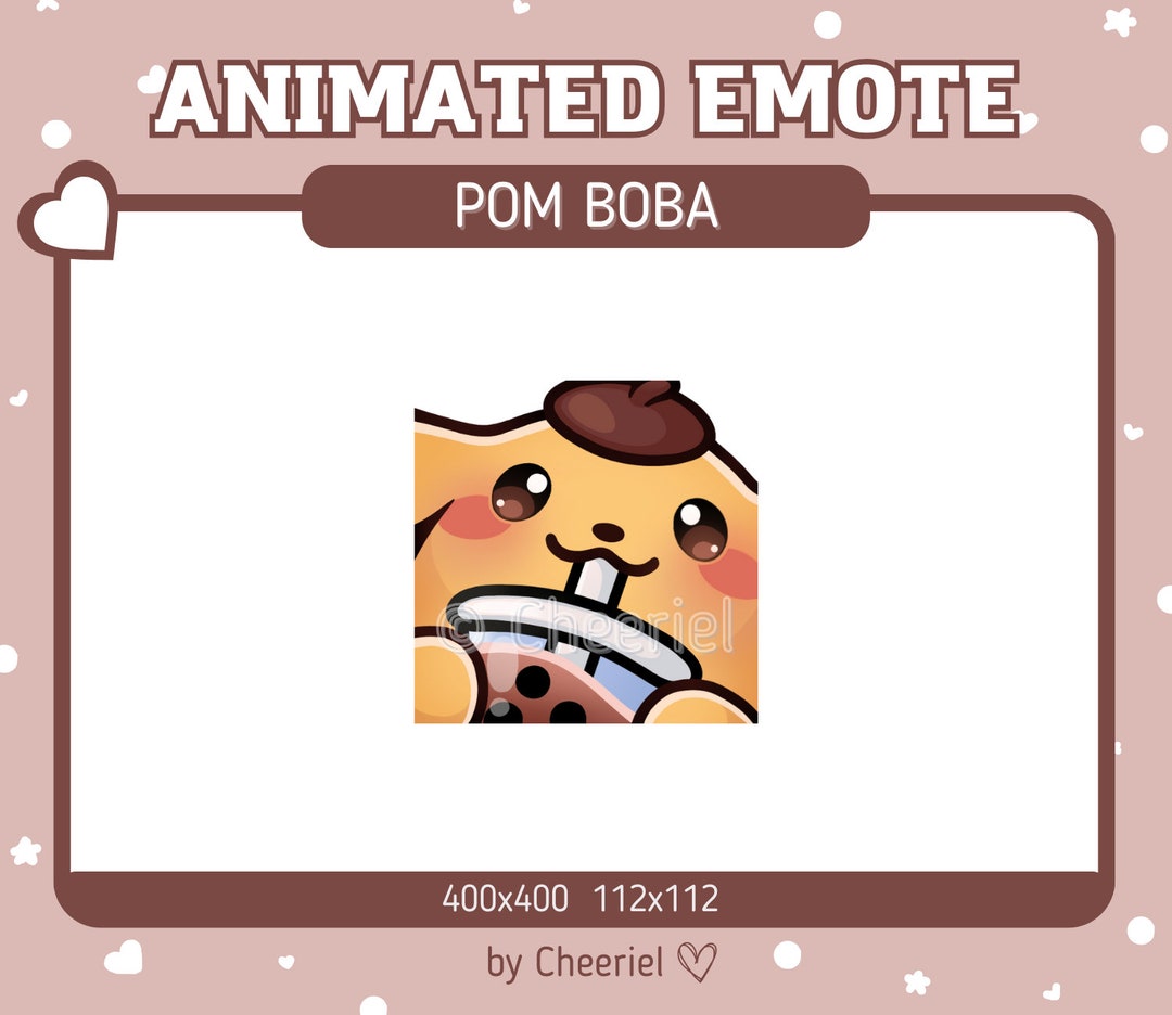 Animated Pom Puppy Drink Emote Twitch Discord Pudding Boba Plush - Etsy