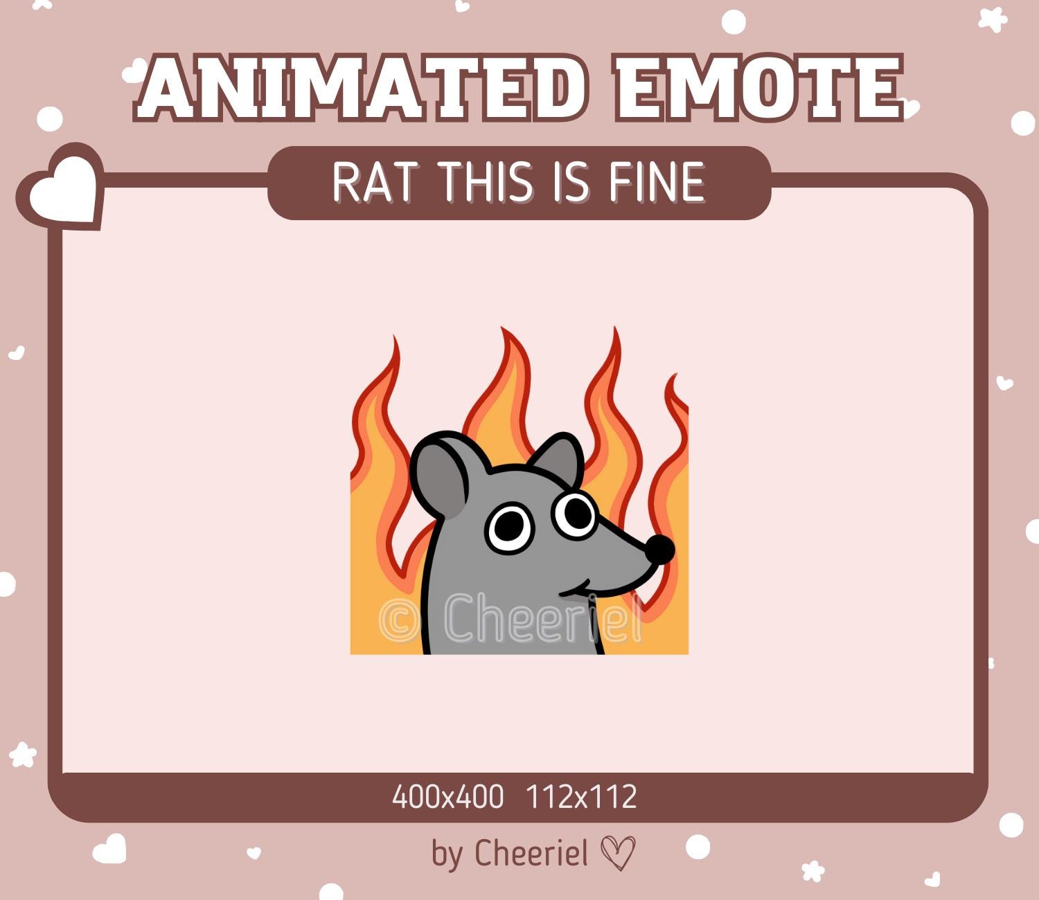 Animated Rat This is Fine Emote | Twitch | Discord | Meme Gray Mouse - Etsy