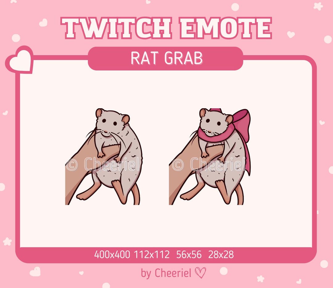 Cute Rat Hold Emote | Twitch | Discord | White Rat Grab Bow Kawaii - Etsy