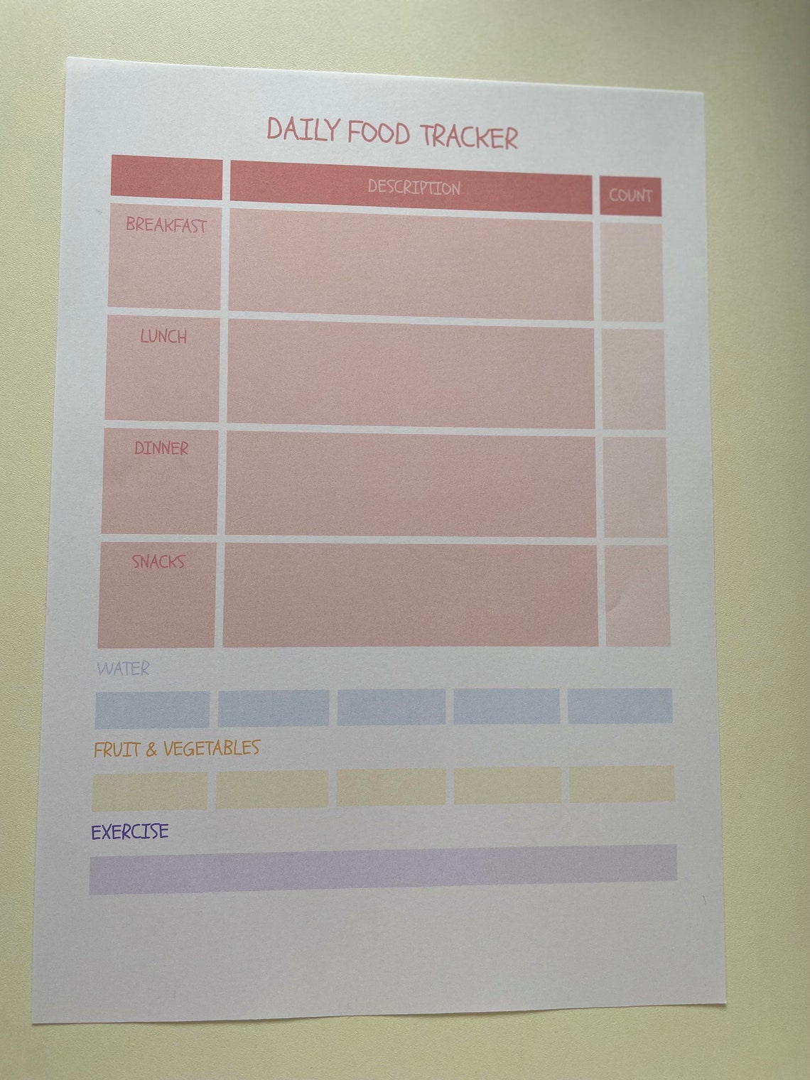 Print Your Own Daily Food Tracker, Instantly Available for Printing ...