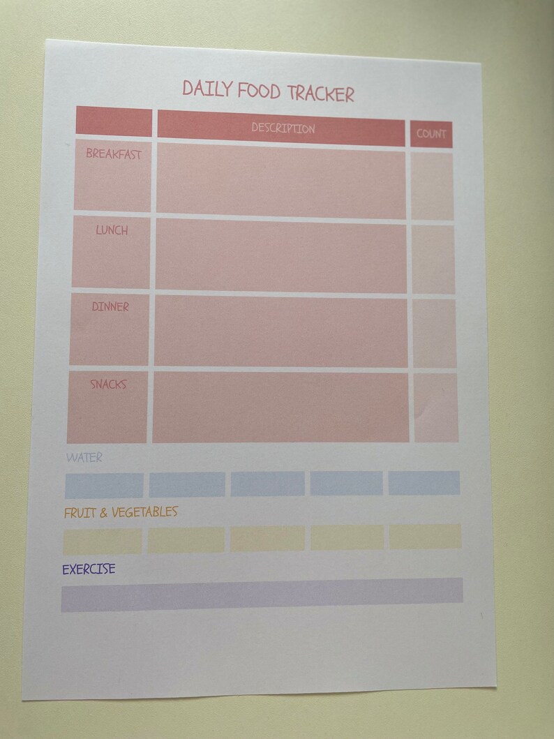 Print Your Own Daily Food Tracker, Instantly Available for Printing ...