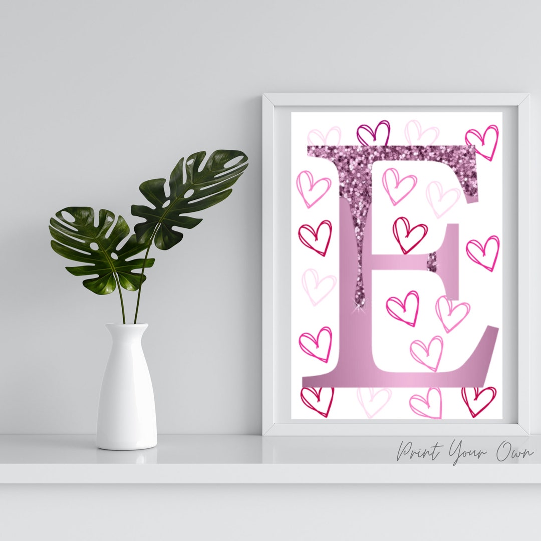 Initial Letter E Poster, Quality Instant Download Easy to Print at Home ...