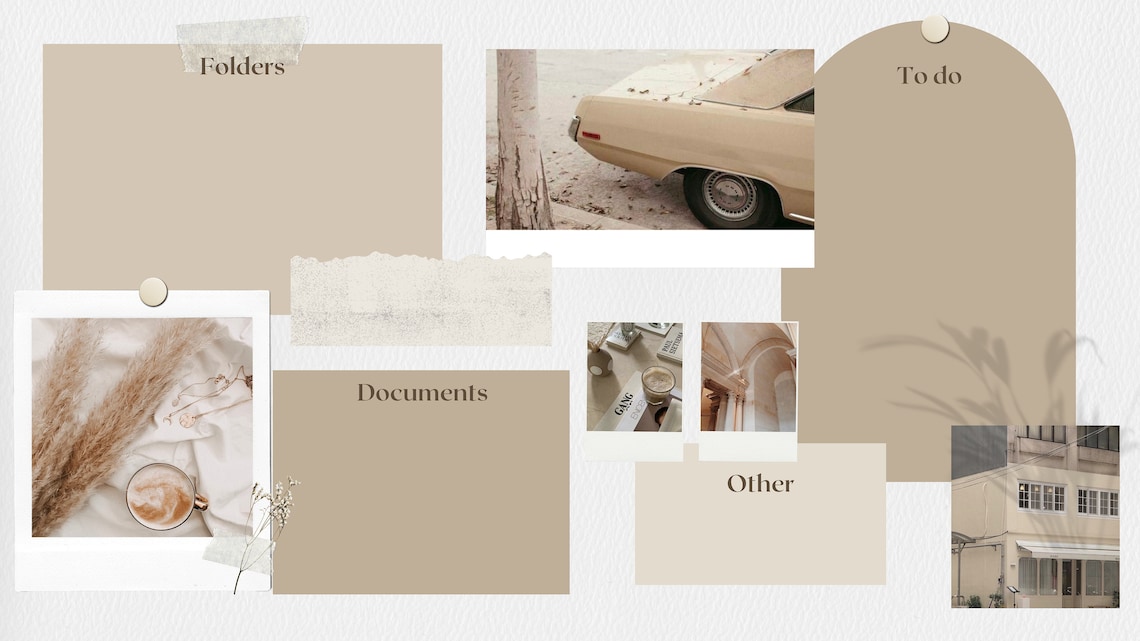 Neutral Organised Desktop Wallpaper - Etsy