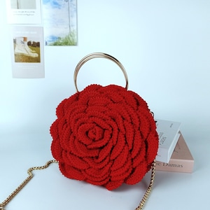 Rose Bag, Crochet Crossbody Handmade Bag, Luxury Bag, Evening Purse ...