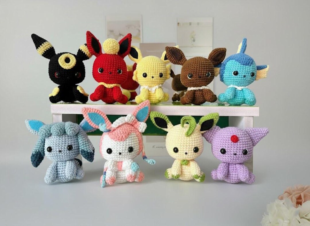 Eevee Crochet Doll, Ibui Plushie Stuffed Dolls, Eeveelutions, Vaporeon ...