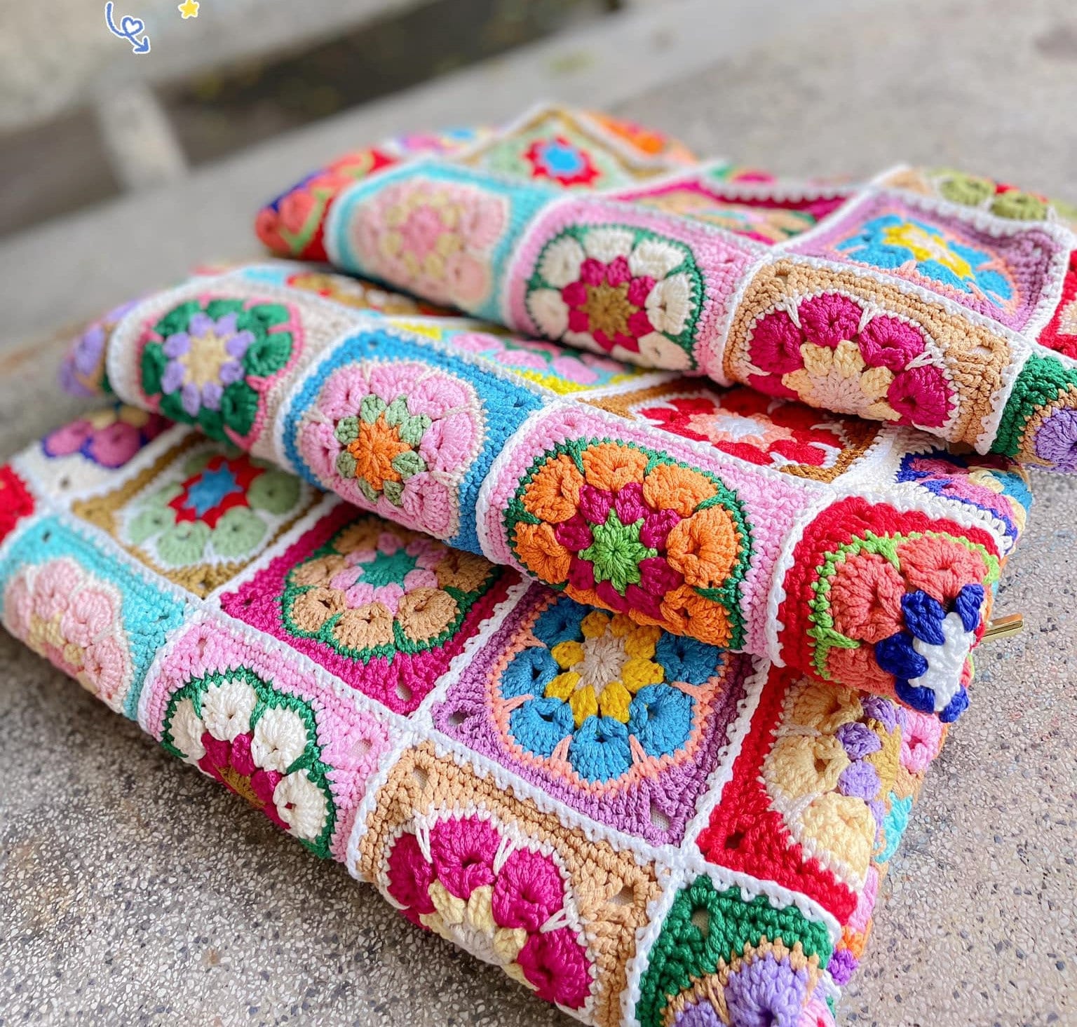 African Multicolor Granny Square Set, Granny Squares, DIY Projects ...