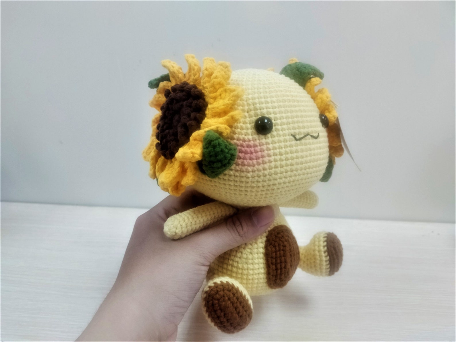 Crochet Axolotl Doll, Sunflower Axolotl Doll, Summer Axolotl, Yellow ...