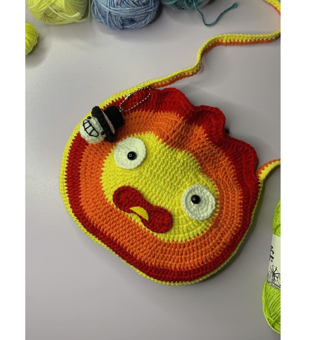 Calcifer Bag, Crochet Handmade Little Flame Fire Bag, Cute Bag , Bag ...