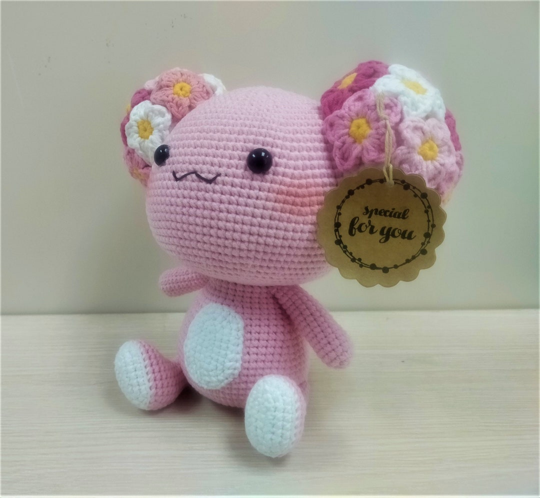 Crochet Axolotl Doll, Cherry Blossom Axolotl Doll, Sakura Axolotl, Pink ...