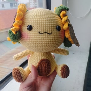 Crochet Axolotl Doll, Sunflower Axolotl Doll, Summer Axolotl, Yellow ...