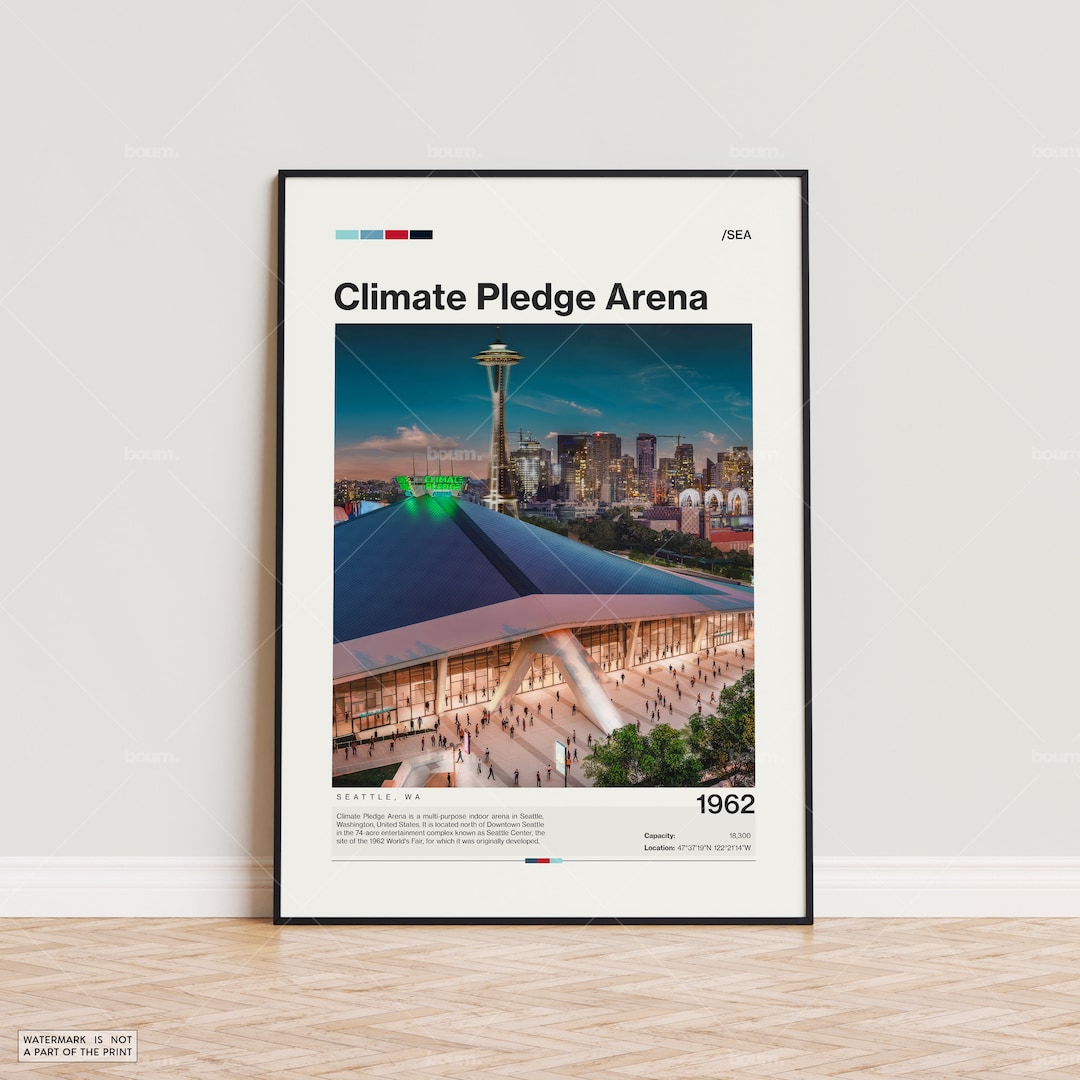 Climate Pledge Arena Poster, Seattle Kraken Poster Print, NHL Arena ...