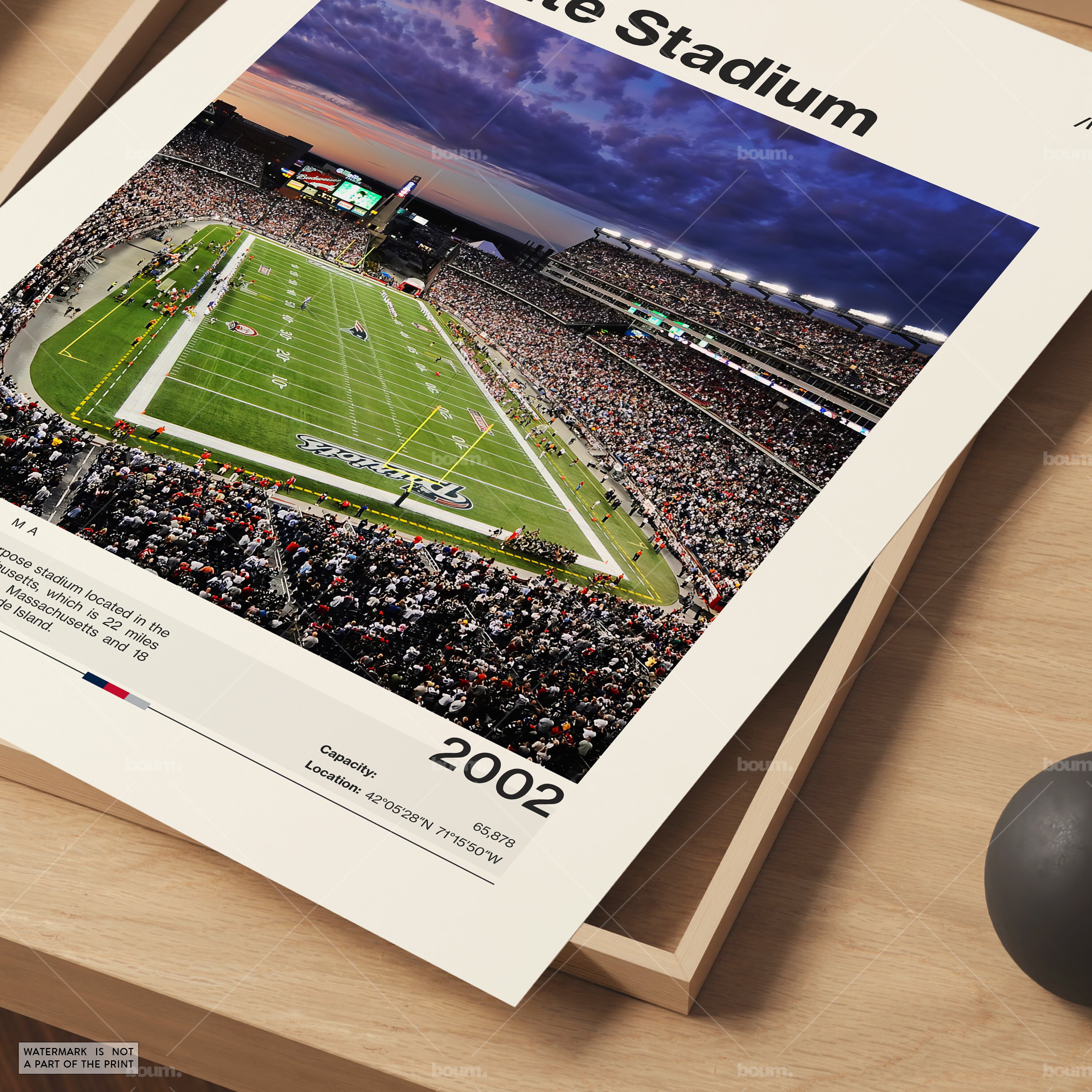 Gillette Stadium Poster, New England Patriots Poster Print, NFL Stadium ...