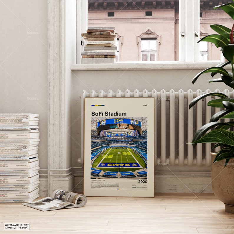 Sofi Stadium Poster, Los Angeles Rams Poster Print, NFL Stadium Poster ...