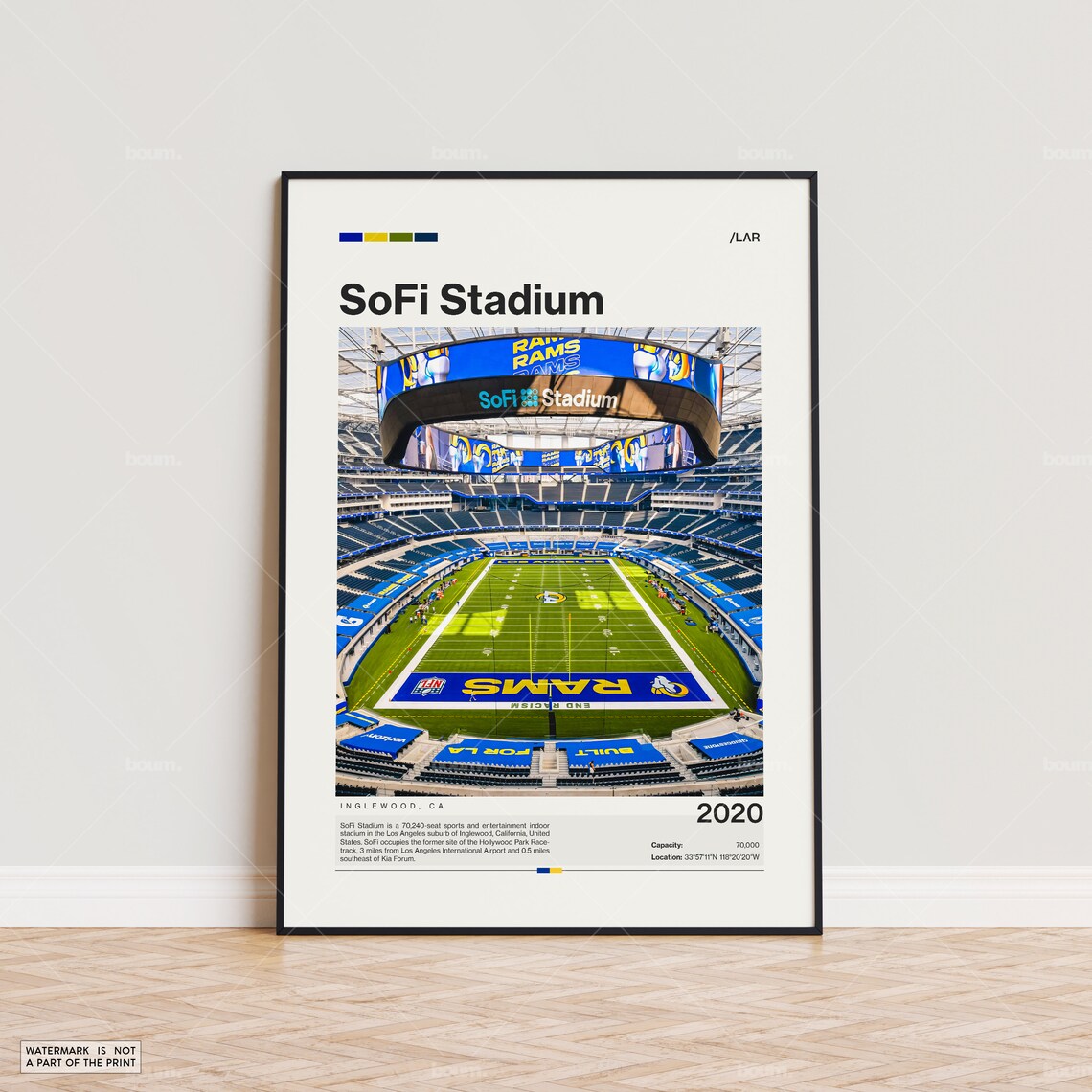 Sofi Stadium Poster, Los Angeles Rams Poster Print, NFL Stadium Poster ...
