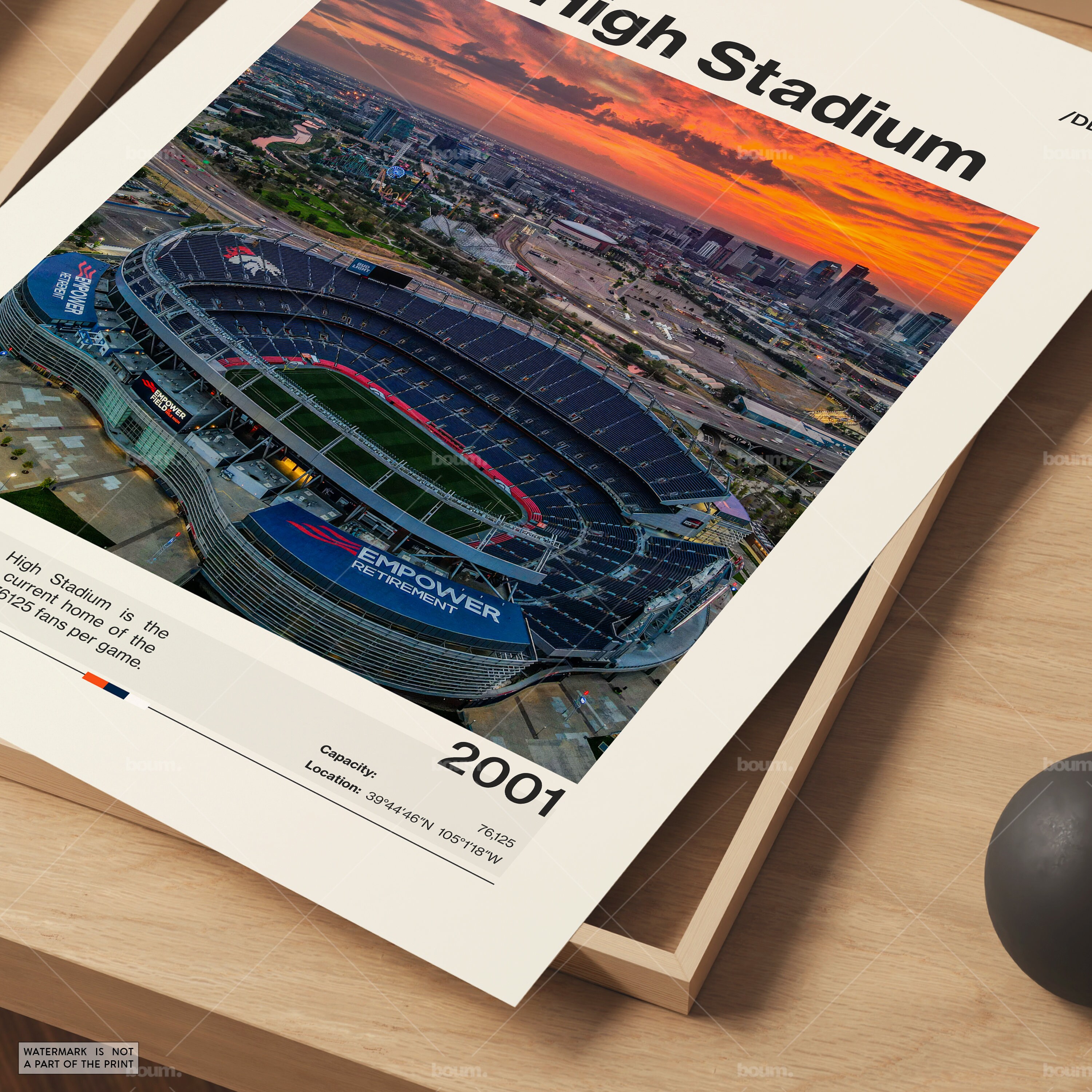 Mile High Stadium Poster, Denver Broncos Poster Print, NFL Stadium ...