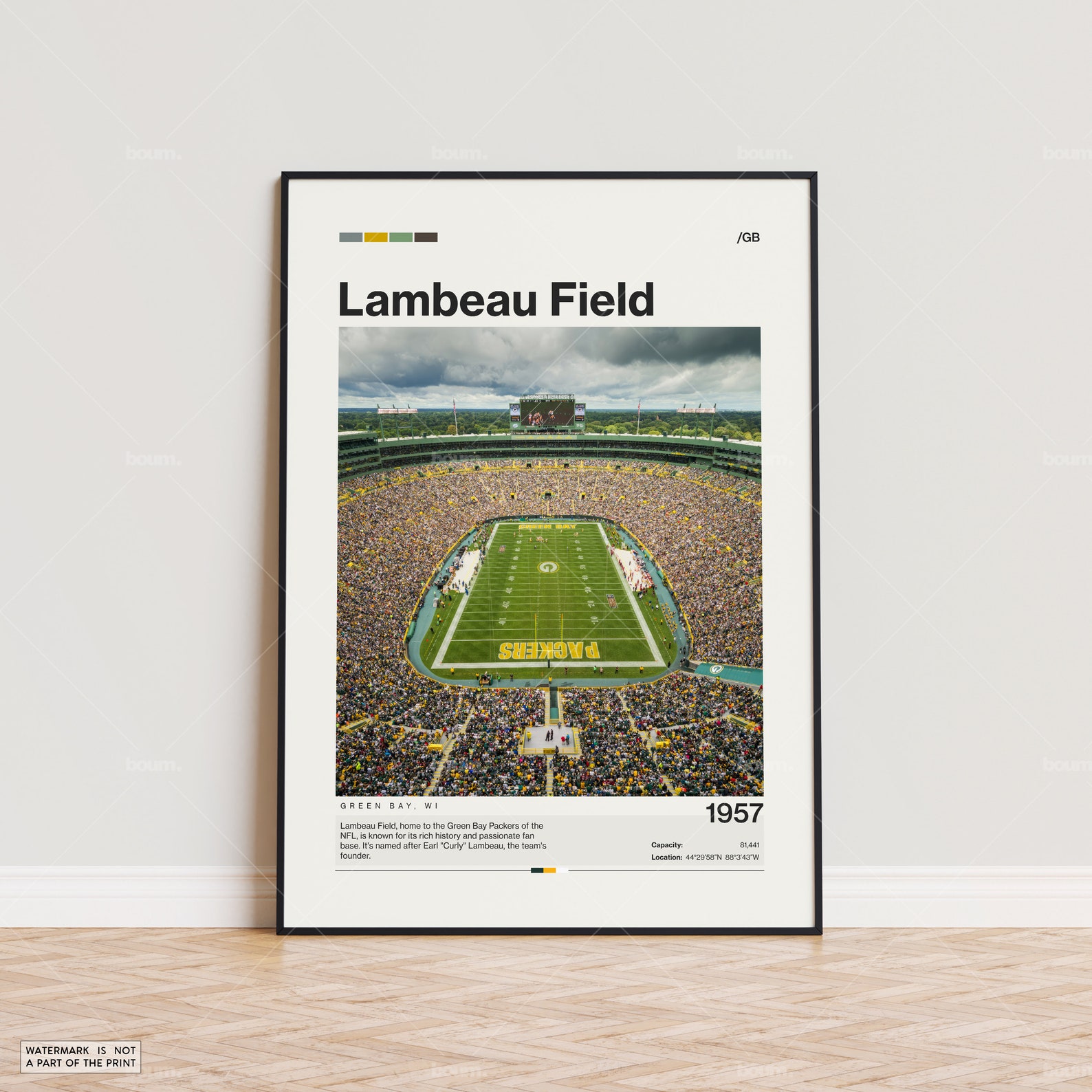 Lambeau Field Poster, Green Bay Packers Poster Print, NFL Stadium ...