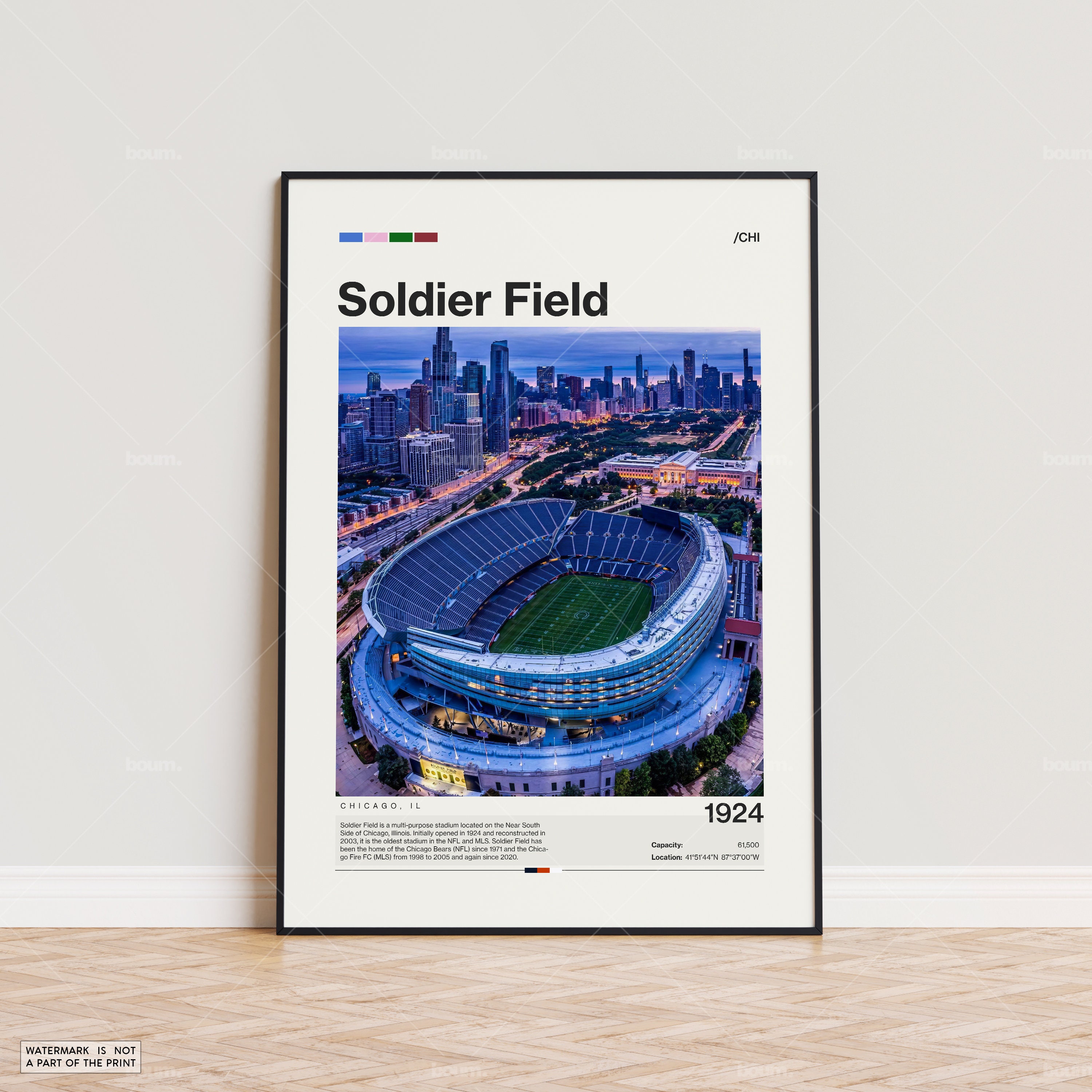 Soldier Field Poster, Chicago Bears Poster Print, NFL Stadium Poster ...