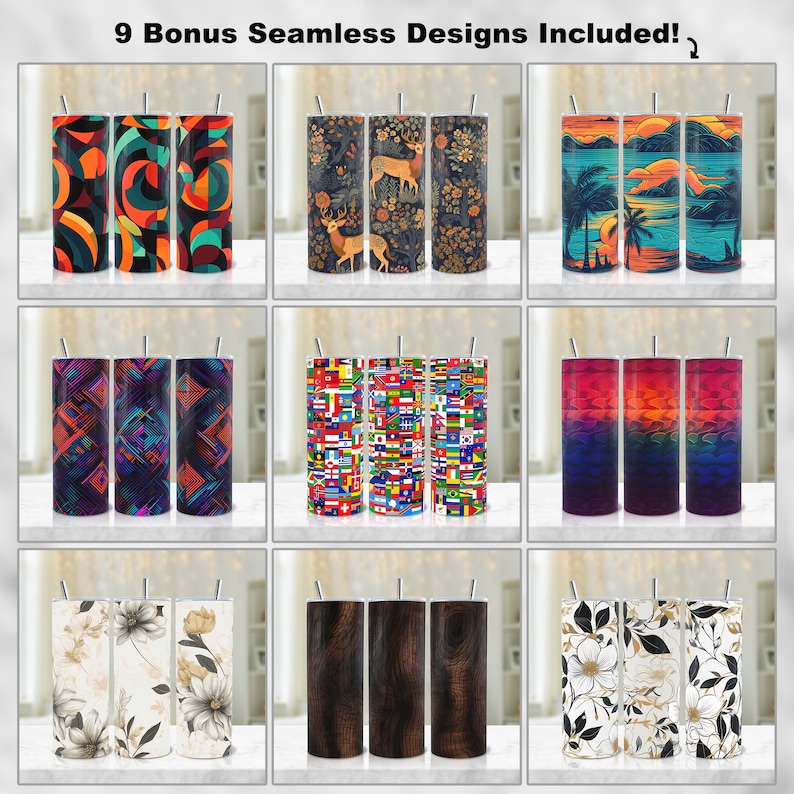 5 Wood Grain Tumbler Wrap Designs: Seamless Texture Bundle (digital ...