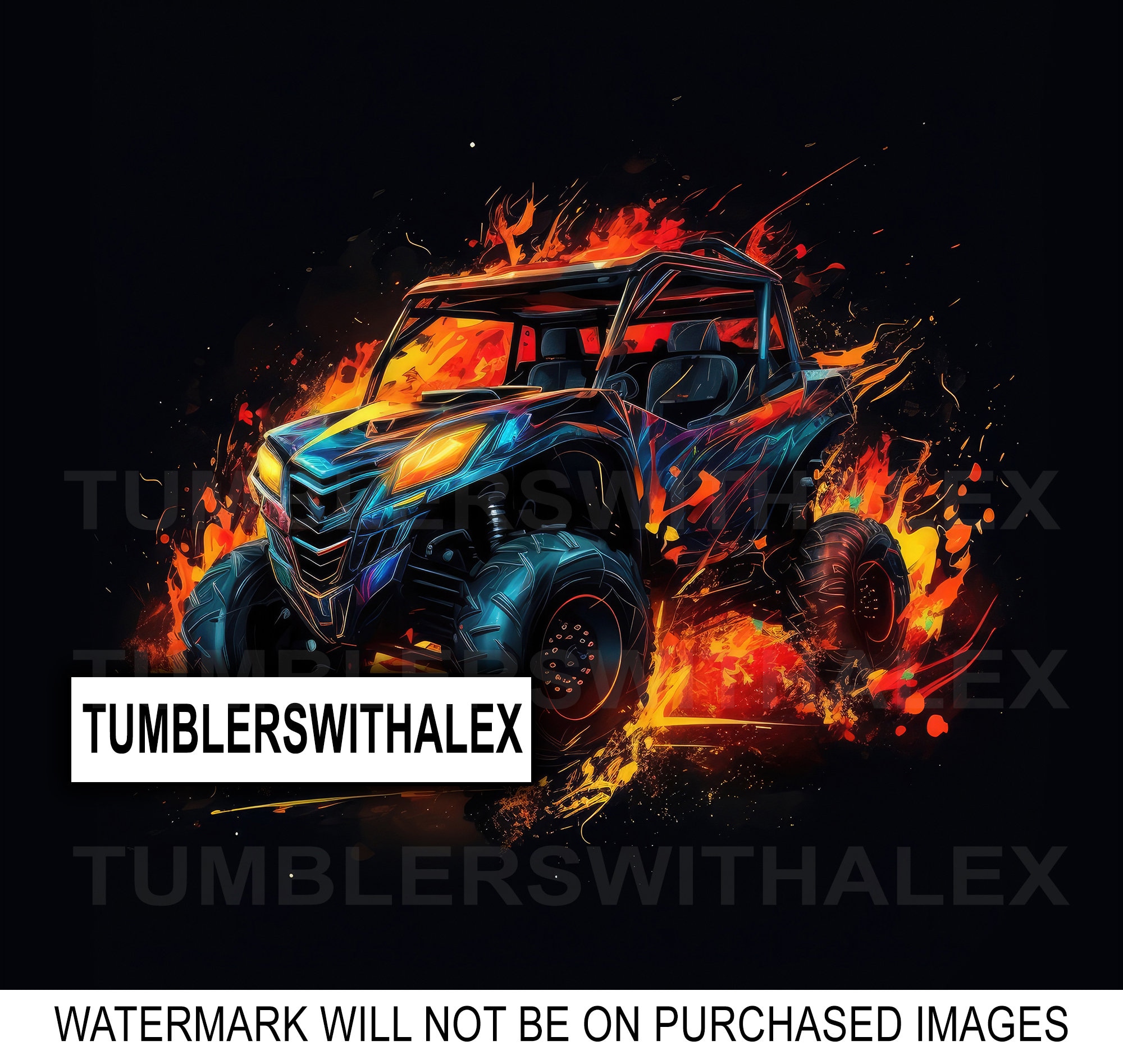 Flaming Sxs Tumbler Wrap Sublimation Design UTV Tumbler Sublimation ...