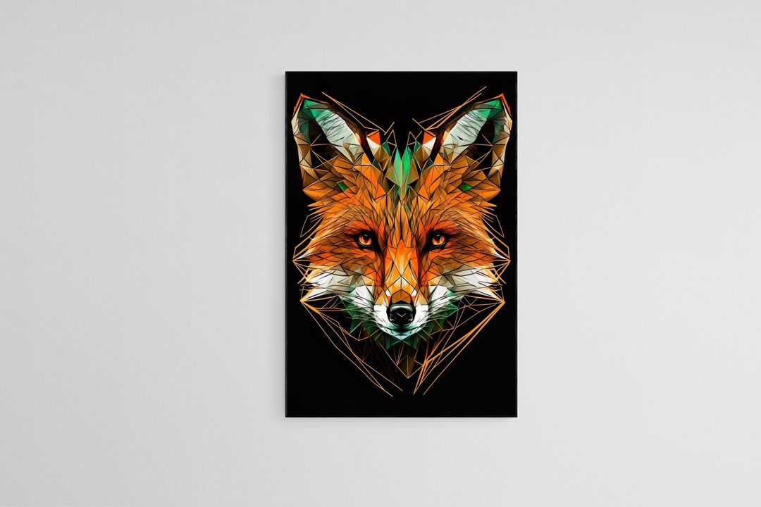 Geometric Fox Face Digital Art Print Animal Art Living Room Art Bedroom ...