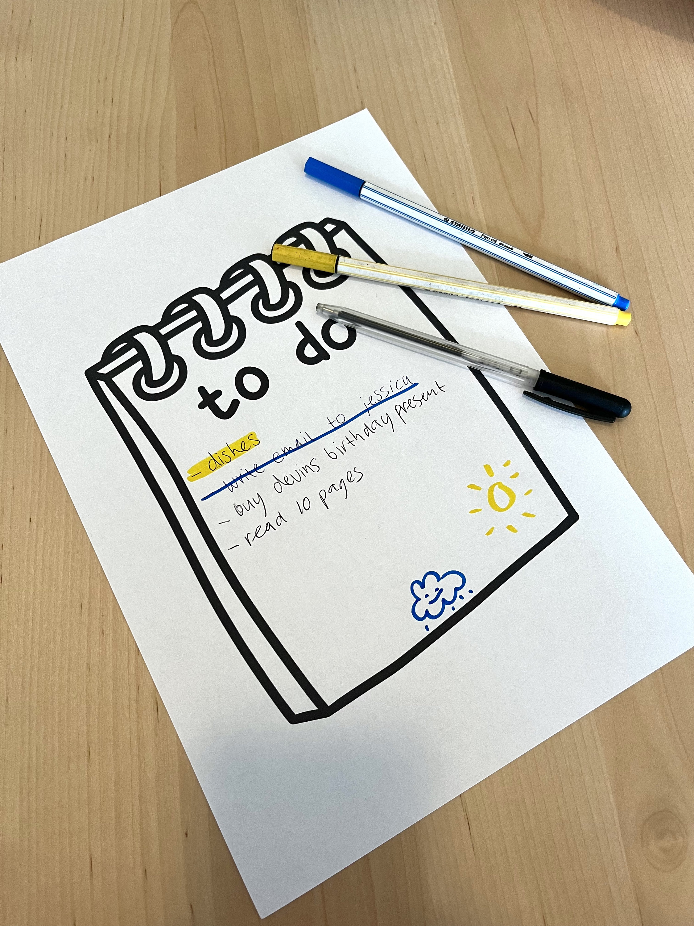 To Do List Printable With Cute and Quirky Illustration to Use at School ...