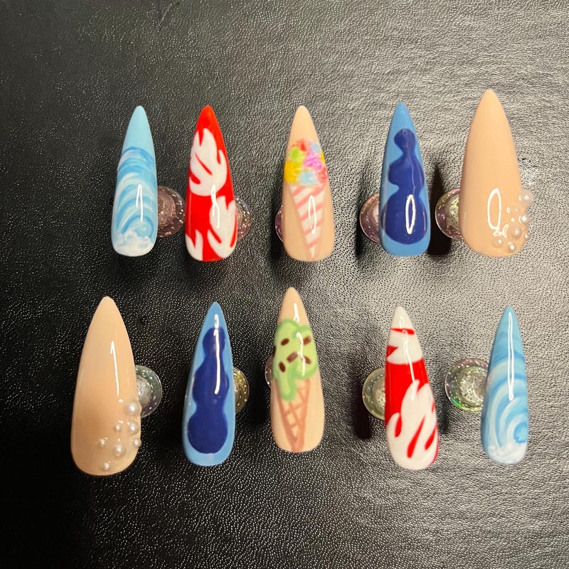 Stitch Acrylic Nails - Etsy