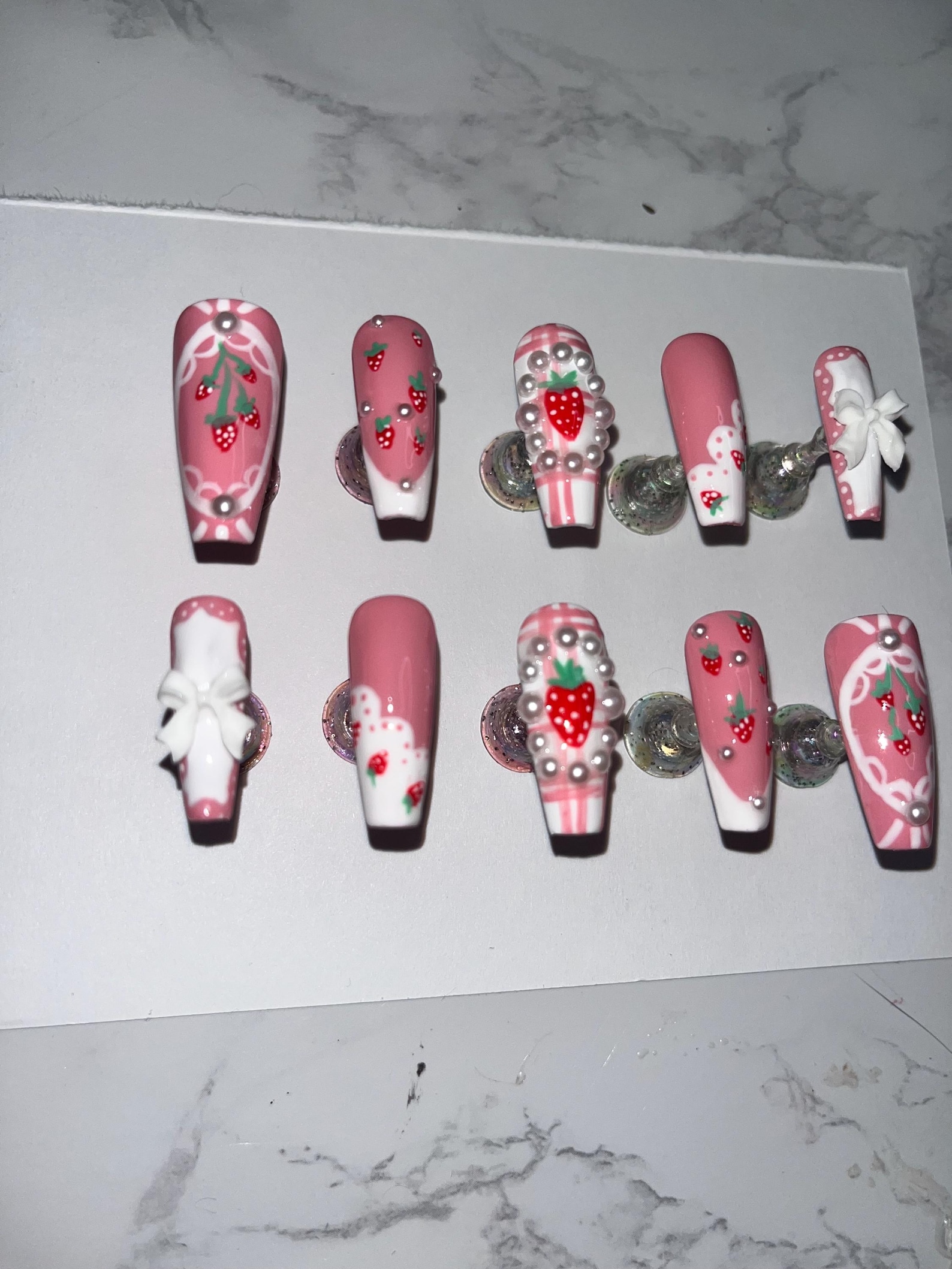 Strawberry Shortcake Nails - Etsy