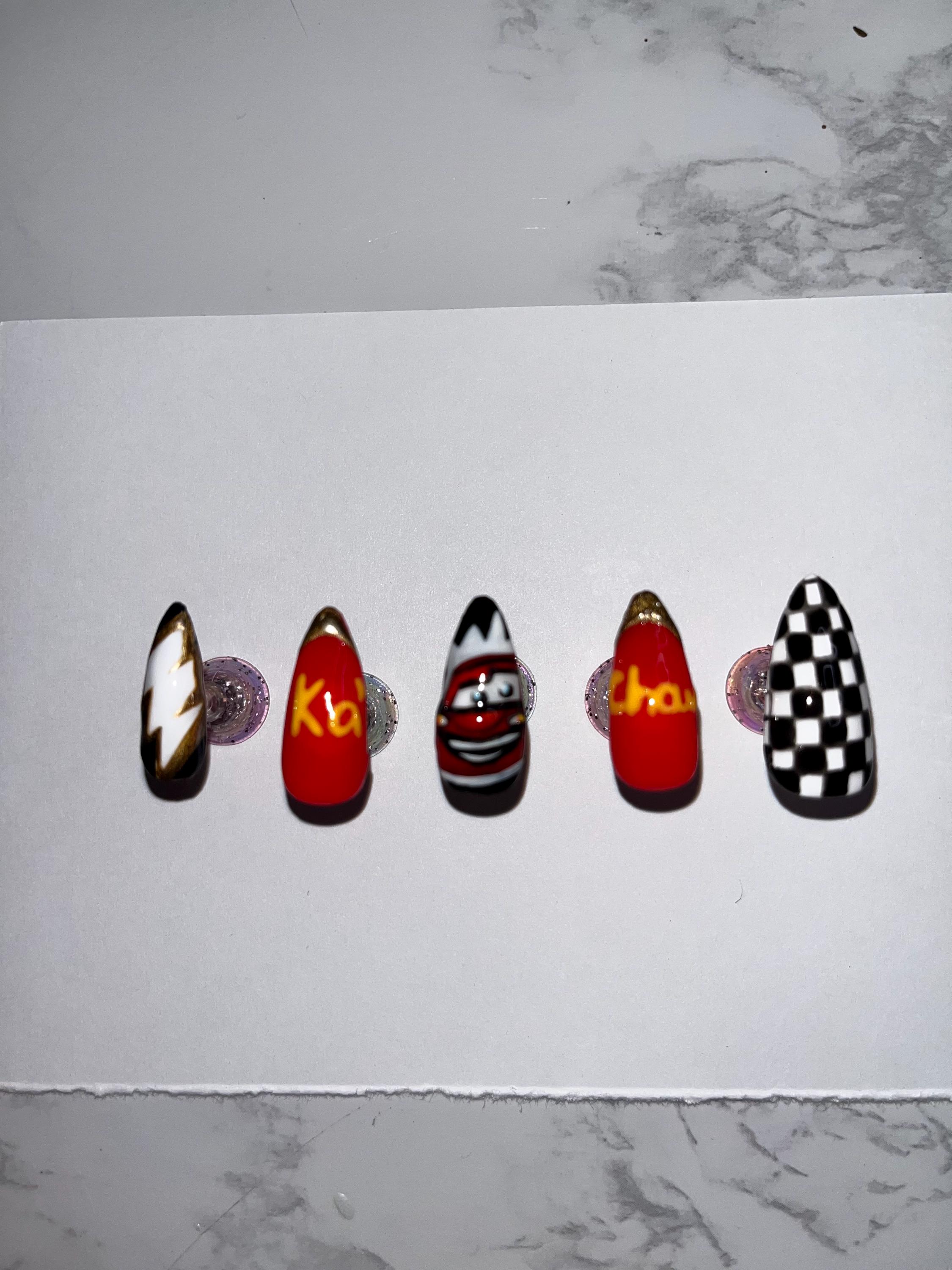 Lightning Mcqueen Nails - Etsy