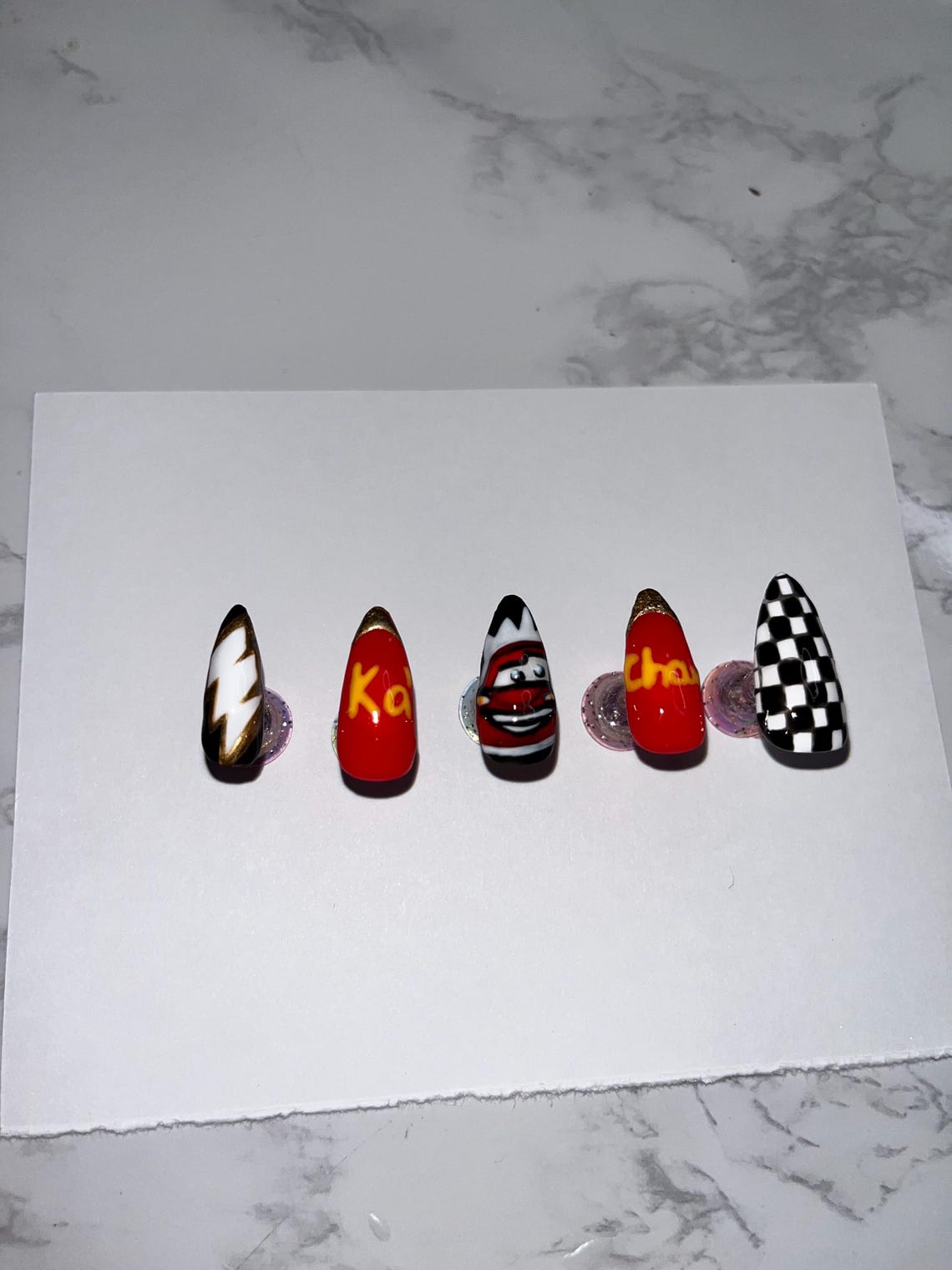 Lightning Mcqueen Nails - Etsy