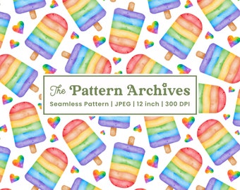 Fun Summer Popsicle Digital Paper, Rainbow Popsicle Designs, Seamless ...