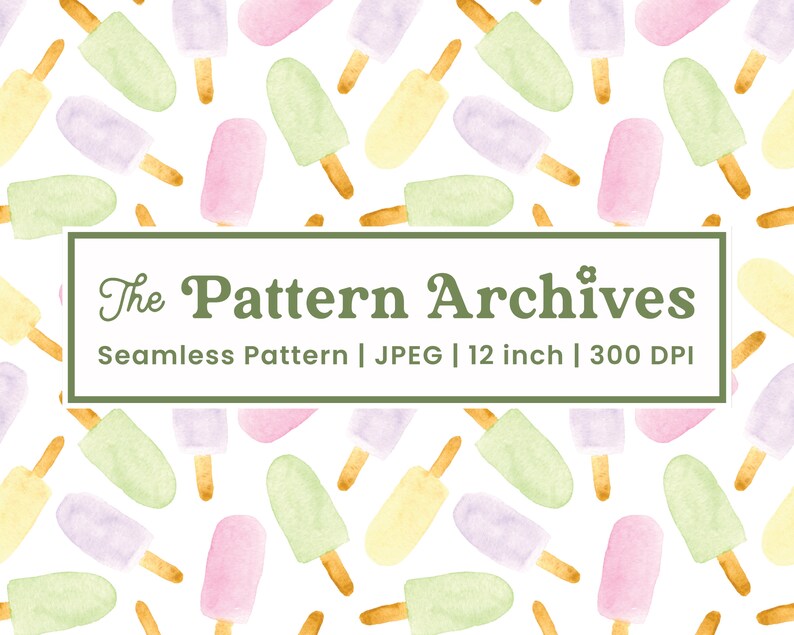 Popsicle Seamless Pattern Watercolor Ice Cream Pattern Pastel Popsicles Digital Download Pattern ...