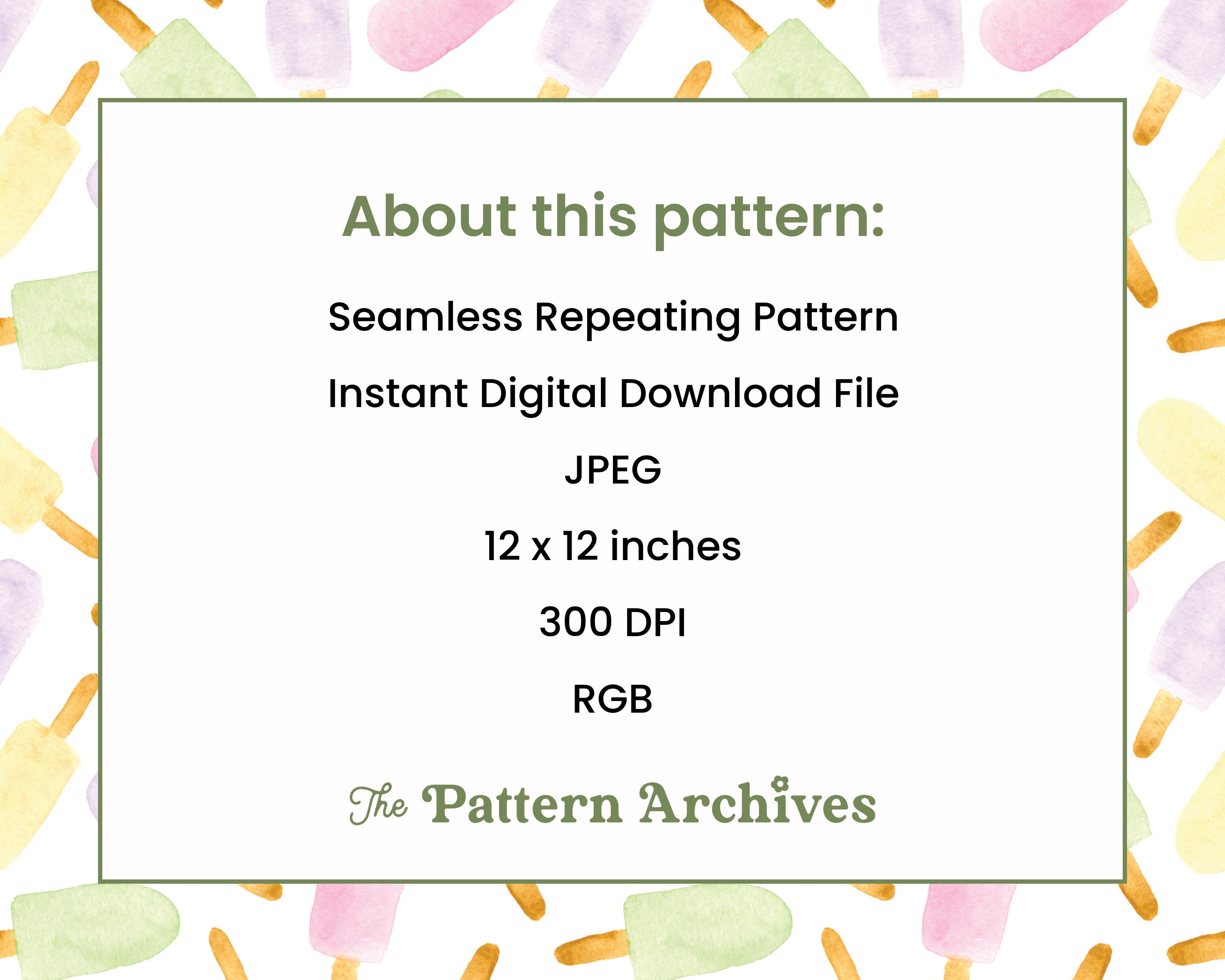 Popsicle Seamless Pattern Watercolor Ice Cream Pattern Pastel Popsicles ...