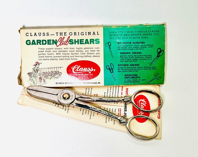 Vintage 1950s Clauss Garden Club Shears, Flower Trimming Shears, Rose Design, Made in USA - Etsy
