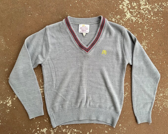 Vintage 1980s Mcdonald's Uniform Gray V-neck Sweater, Size Small/medium ...